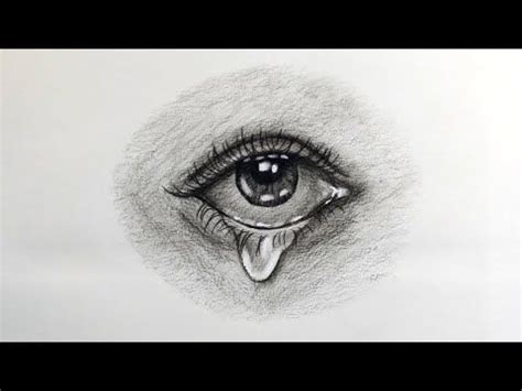 How To Draw An Eye With Teardrop With Soft Charcoal Pencil For Beginners Realistic Eye Drawing