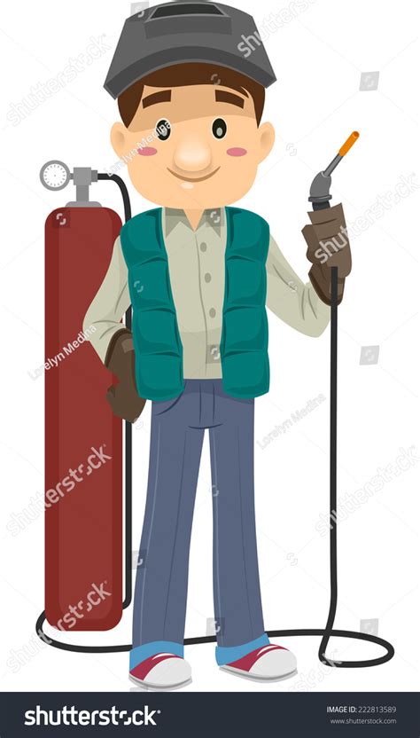 Illustration Featuring Man Holding Cutting Torch Stock Vector Royalty Free