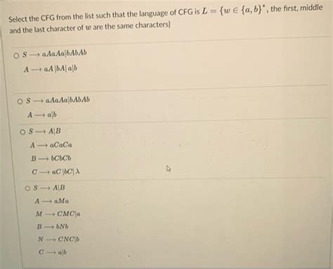 Solved Select The CFG From The List Such That The Language Chegg