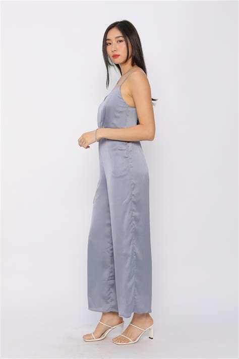 Tess Textured Jumpsuit Blue Supergurl