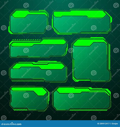 Green Futuristic Hud Ui Elements Sci Fi User Interface Text Boxes Callouts Stock Vector