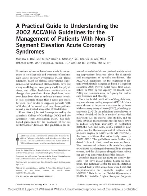 Pdf A Practical Guide To Understanding The 2002 Acc Aha Guidelines For The Management Of