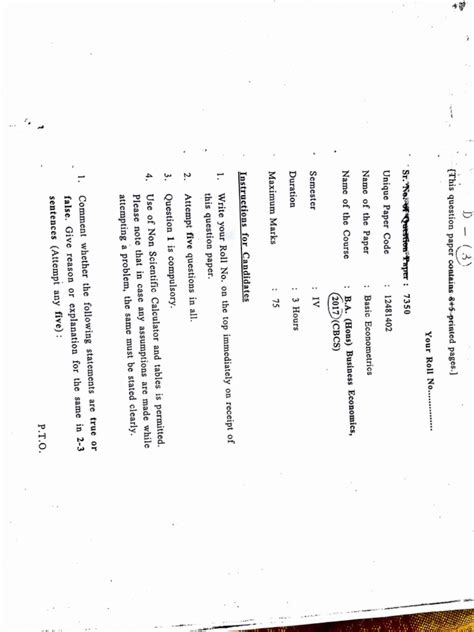 basic econometrics 2017 question paper with solution pdf