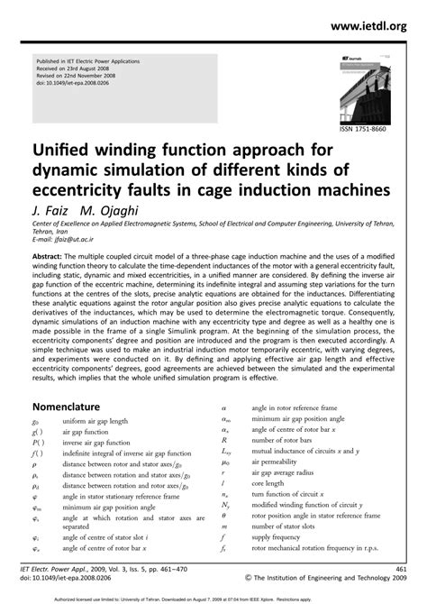 Pdf Unified Winding Function Approach For Dynamic Simulation Of Different Kinds Of