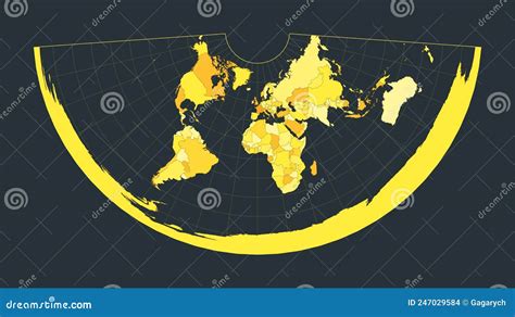 World Map Conic Equidistant Projection Vector Illustration 247029584
