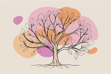 One Line Art Of Tree Drawing Abstract Minimal Continuous Line Art Wall Decor Premium Ai