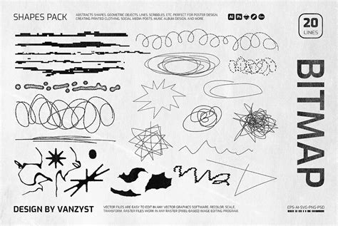 138 Bitmap Vector Shapes Pack Graphics Youworkforthem