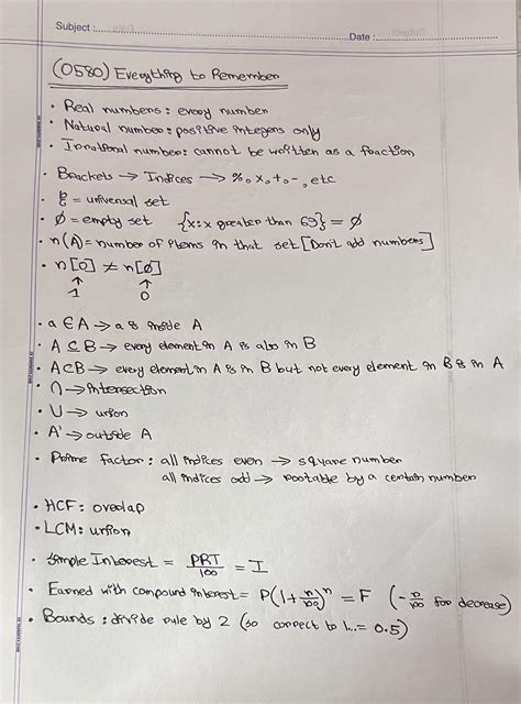 0580 Chapter 1 Notes Number R Igcse