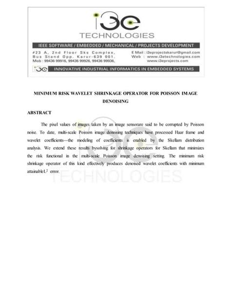 Minimum Risk Wavelet Shrinkage Operator For Poisson Image Denoising Docx