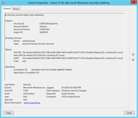 5138 s 디렉터리 서비스 개체가 삭제되지 않았습니다 windows 10 windows security