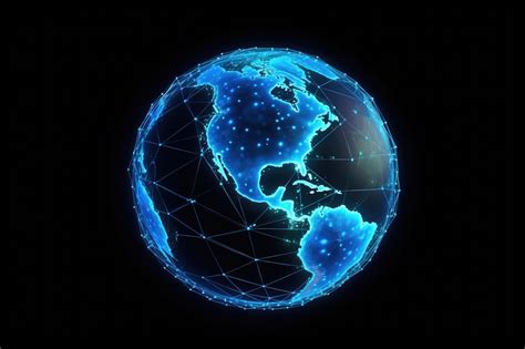 Earth Globe Rotating With Plexus Motion Background Premium Ai