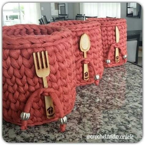 Інтерєрні кошики із трикотажної пряжі гачком Самотужки