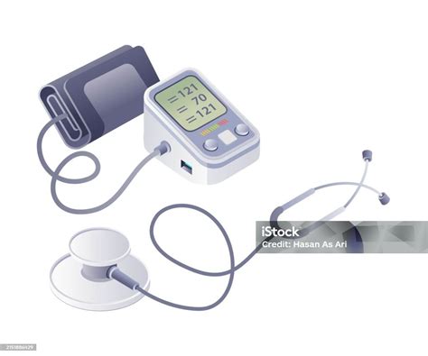 의사 도구 및 혈압 기술 인포 그래픽 3d 그림 평면 등각 투영 개념에 대한 스톡 벡터 아트 및 기타 이미지 개념 개념과 주제 건강 검진 Istock