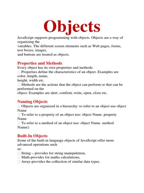 Objects String And Math Pdf String Computer Science Object