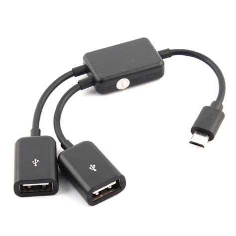 Micro Usb Host Cable Male To Dual Usb Female Otg Hub Cm Long For Phone Walmart Canada