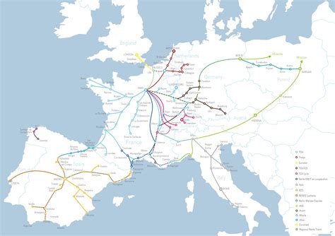 Europe International And High Speed Train Rail Maps