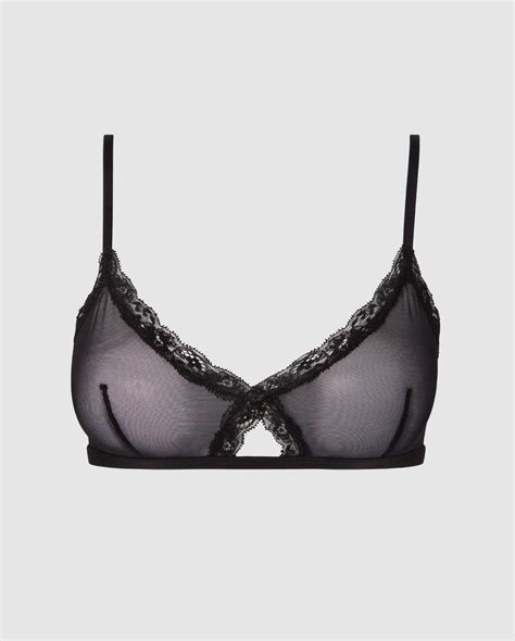 Mesh Lace Cut Out Triangle Bralette Black Understatement