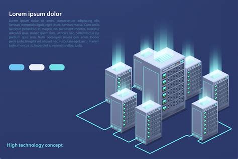 빅 데이터 처리 센터 클라우드 데이터베이스 미래의 서버 에너지 스테이션의 개념 디지털 정보 기술 프리미엄 벡터