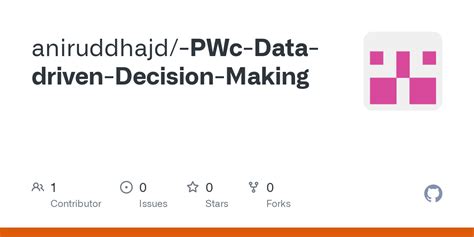 Github Aniruddhajd Pwc Data Driven Decision Making