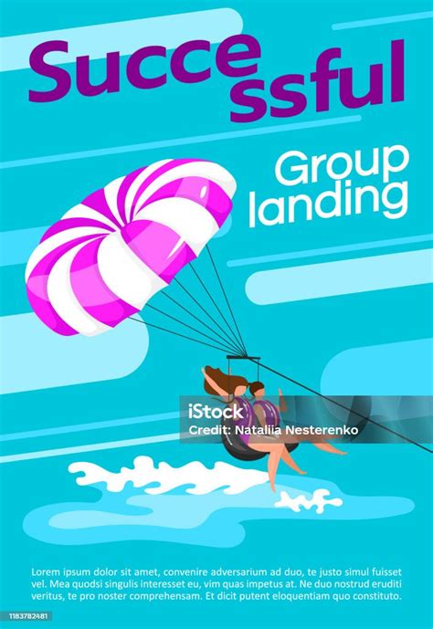 성공적인 그룹 방문은 놀라운 포스터 벡터 템플릿입니다 패러글라이딩 브로셔 표지 소책자 페이지 컨셉 디자인과 평면 일러스트 광고