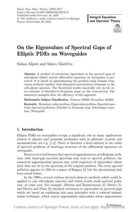 on the eigenvalues of spectral gaps of elliptic pdes on waveguides