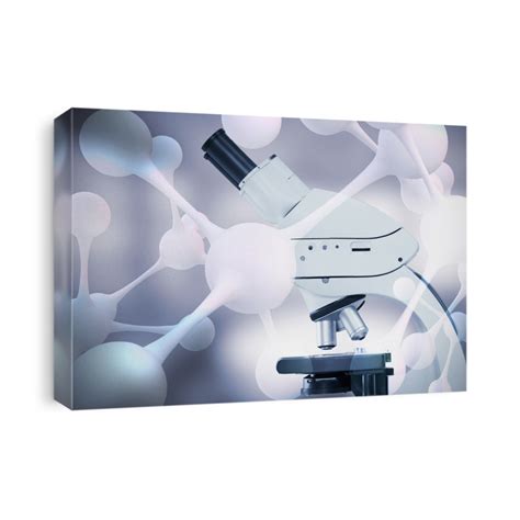 Dna Structure Against Microscope In Laboratory Canvas Print Canvasworld