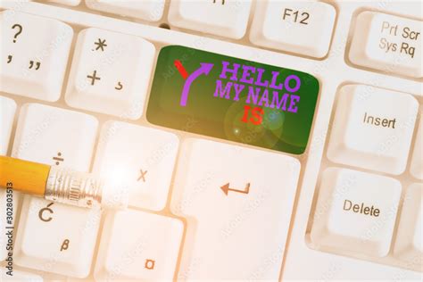 Handwriting Text Hello My Name Is Conceptual Photo Introducing Yourself To New Showing Workers