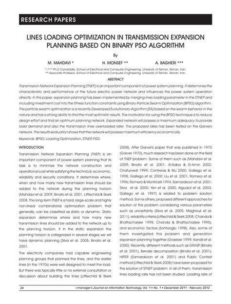 Pdf Lines Loading Optimization In Transmission Expansion Planning Based On Binary Pso Algorithm