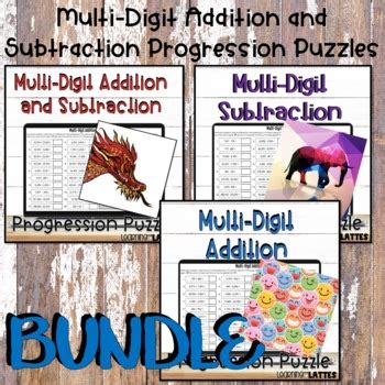 Multi Digit Addition And Subtraction Digital Puzzle BUNDLE TPT