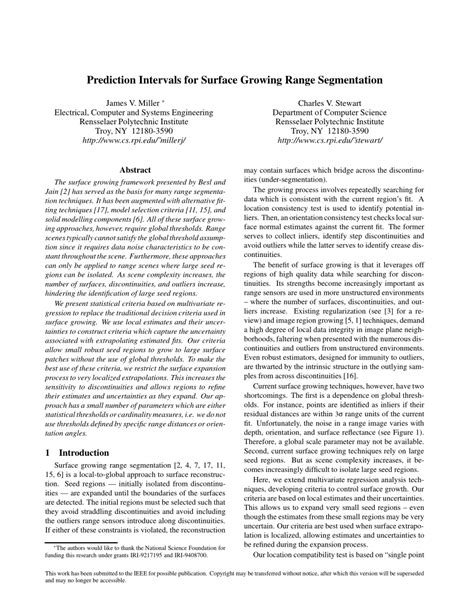 Pdf Prediction Intervals For Surface Growing Range Segmentation