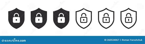 Security Lock Icons Padlock And Shield Privacy Symbol Security Symbol Stock Vector