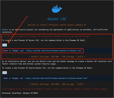 the fastest installation of docker and portainer on proxmox ve
