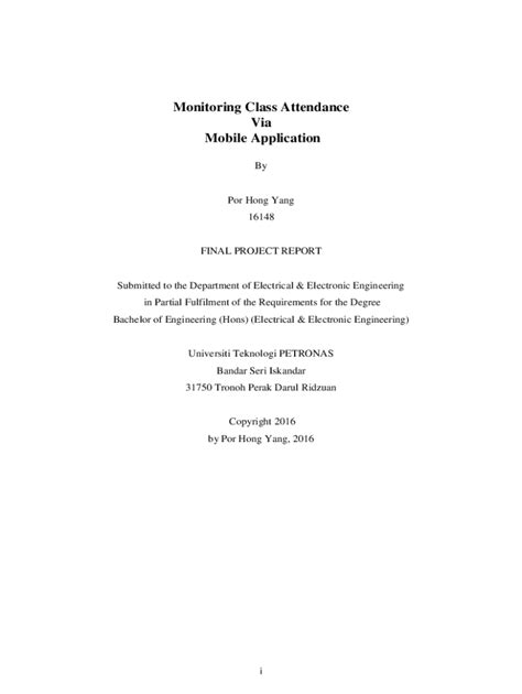 Fillable Online Monitoring Class Attendance Via Mobile Application Utpedia Fax Email Print