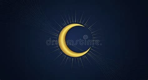 Radiating Crescent Moon Graphic Design Element On A Soft Subtle