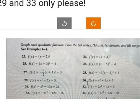 Answered 29 And 33 Only Please Graph Each Quadratic Function Give The