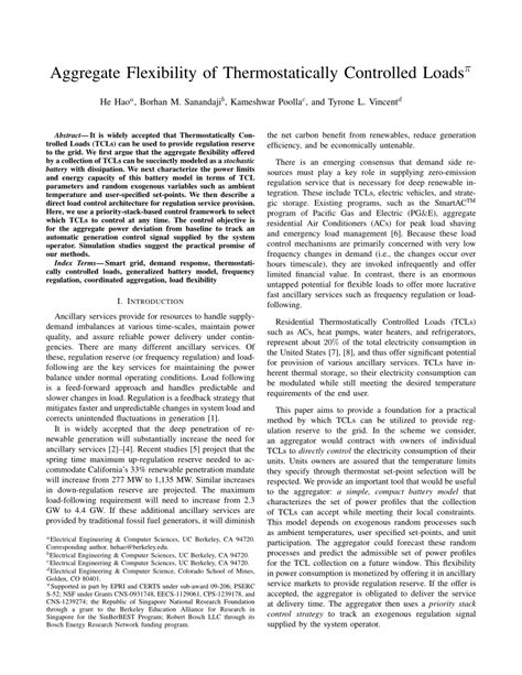 Pdf Aggregate Flexibility Of Thermostatically Controlled Loads