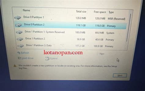 Perbaiki We Couldnt Create A New Partition Or Locate An Existing One
