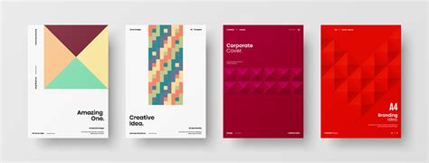 회사 Id 브로셔 템플릿 컬렉션입니다 비즈니스 프리젠 테이션 벡터 A4 수직 방향 전면 페이지 모형 세트 기업 보고서 커버 추상 기하학적 일러스트 디자인 레이아웃 번들 0