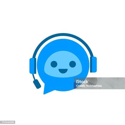 챗봇 아이콘 파란색 디자인 컨셉입니다 가상 비서 봇 아이콘 로고 헤드폰이 달린 로봇 머리 고객 지원 서비스 챗봇 벡터 It