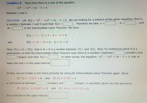 Solved EXAMPLE 8 Show That There Is A Root Of The Equation Chegg Com
