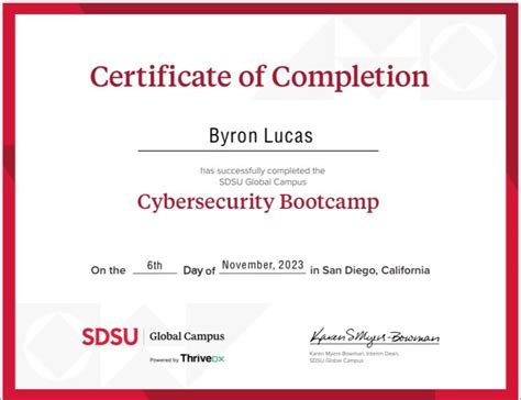 Byron Lucas On Linkedin Received My Certificate Of Completion For The Cybersecurity Bootcamp At