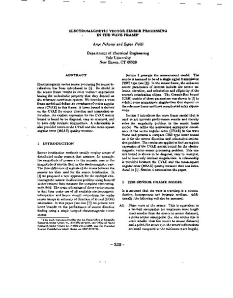 Pdf Electromagnetic Vector Sensor Processing In The Wave Frame