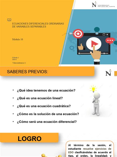 Semana 11 Modulo 10 Edo Variables Separables Pdf Ecuaciones Ecuaciones Diferenciales
