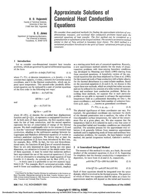 Canonical Heat Conduction Pdf Thermal Conduction Equations