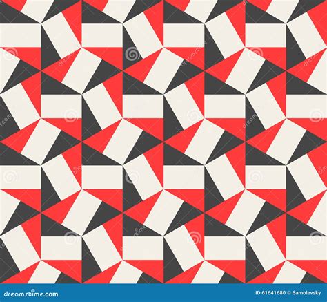 Vector Seamless Black Red White Hexagonal Triangles Rectangles Pattern Stock Vector