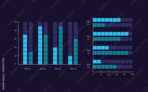 Multi Set Bar Infographic Chart Design Template Set For Dark Theme
