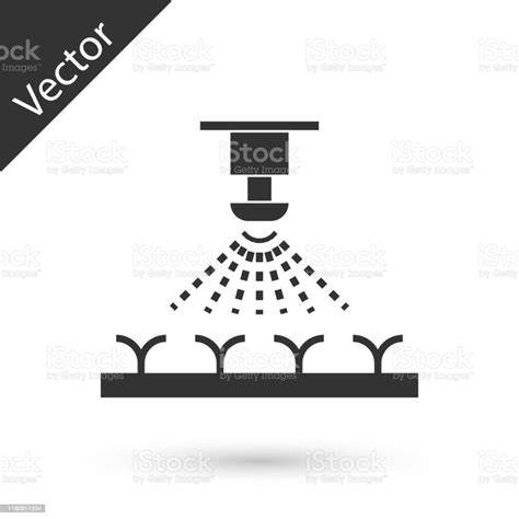 회색 자동 관개 스프링클러 아이콘 흰색 배경에 격리 급수 장비 정원 요소입니다 스프레이 건 아이콘 벡터 일러스트레이션 관개 장비에 대한 스톡 벡터 아트 및 기타 이미지
