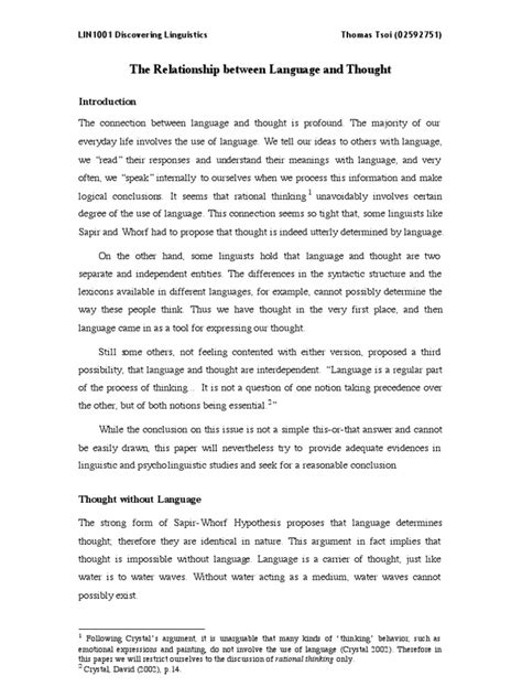 The Relationship Between Language And Thought World View Thought