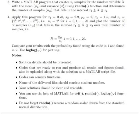 Solved 3 Write A Matlab Program That Creates N Samples For