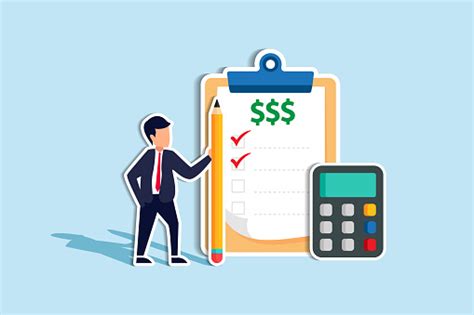 프로젝트 비용 추정 예산 또는 자원 계산 작업을 완료 재무 계획 송장 또는 세금 비용 또는 대출 개념 프로젝트 문서에서 계산기